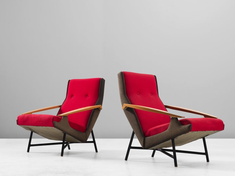 Claude Vassal Set of Two Lounge Chairs in Duo-Tone Upholstery For Sale ...