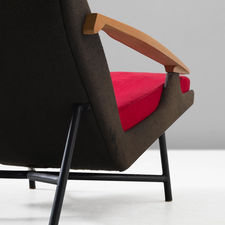 Claude Vassal Set of Two Lounge Chairs in Duo-Tone Upholstery For Sale ...