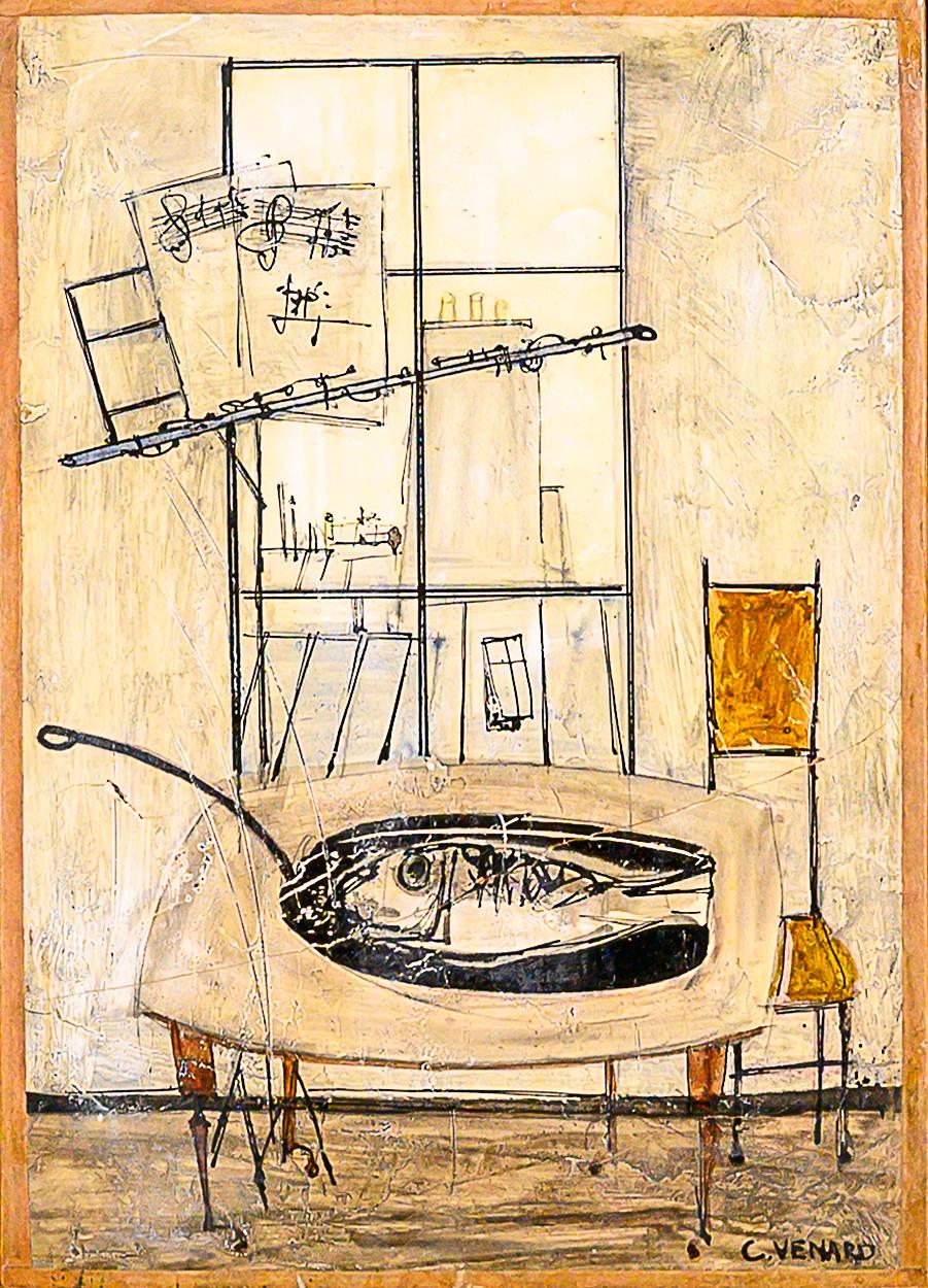 Claude Venard - 'Nature Morte avec Poisson' 20th century cubist still ...
