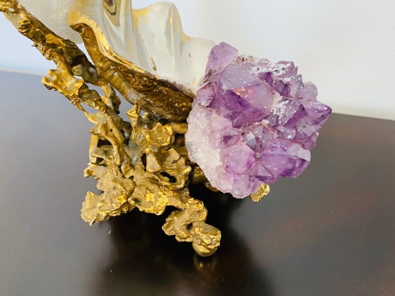 Claude Victor Boeltz French Golden Bronze Quartz Table Sculpture, 1970 ...