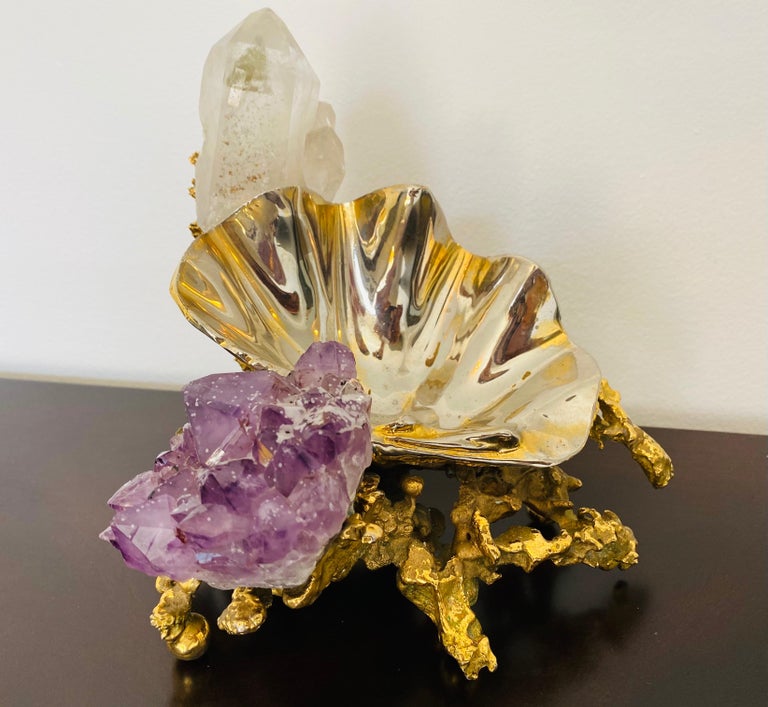 Claude Victor Boeltz French Golden Bronze Quartz Table Sculpture, 1970 ...