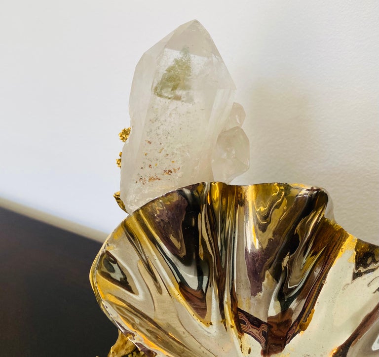 Claude Victor Boeltz French Golden Bronze Quartz Table Sculpture, 1970 ...