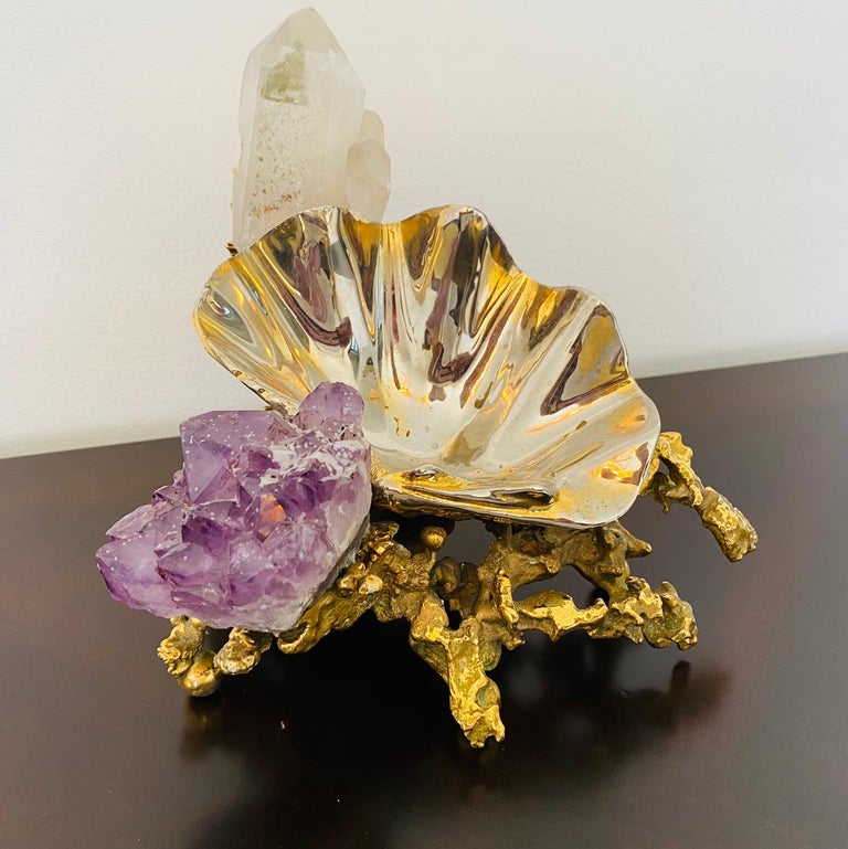 Claude Victor Boeltz French Golden Bronze Quartz Table Sculpture, 1970 ...