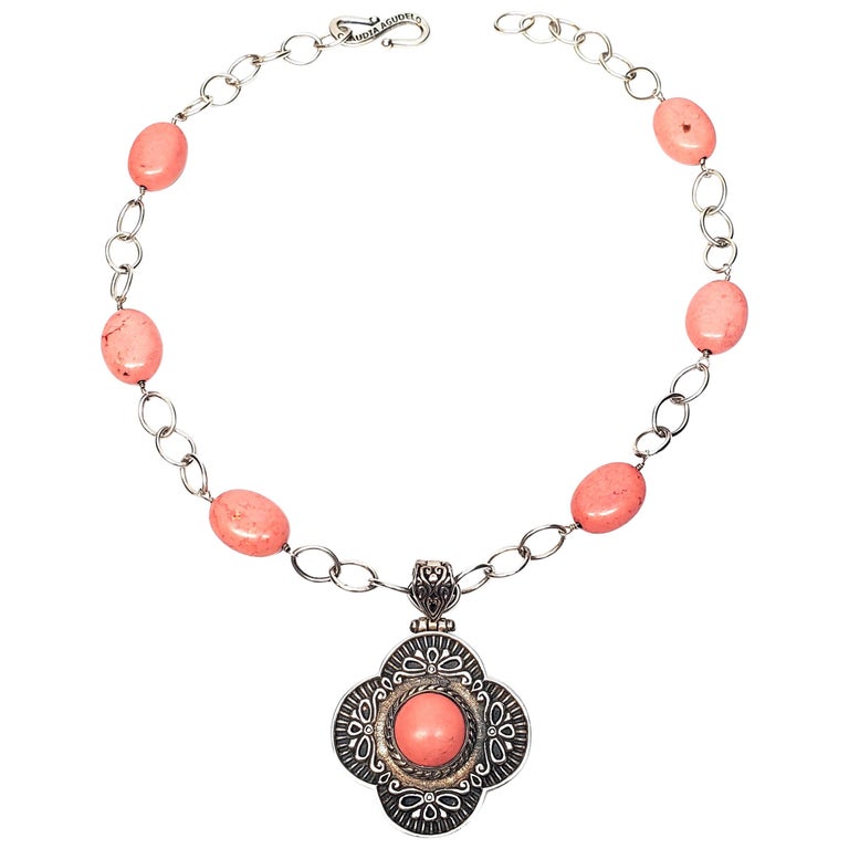 Claudia Agudelo EXEX Sterl Silver and Pink Stone Necklace with Enhancer ...