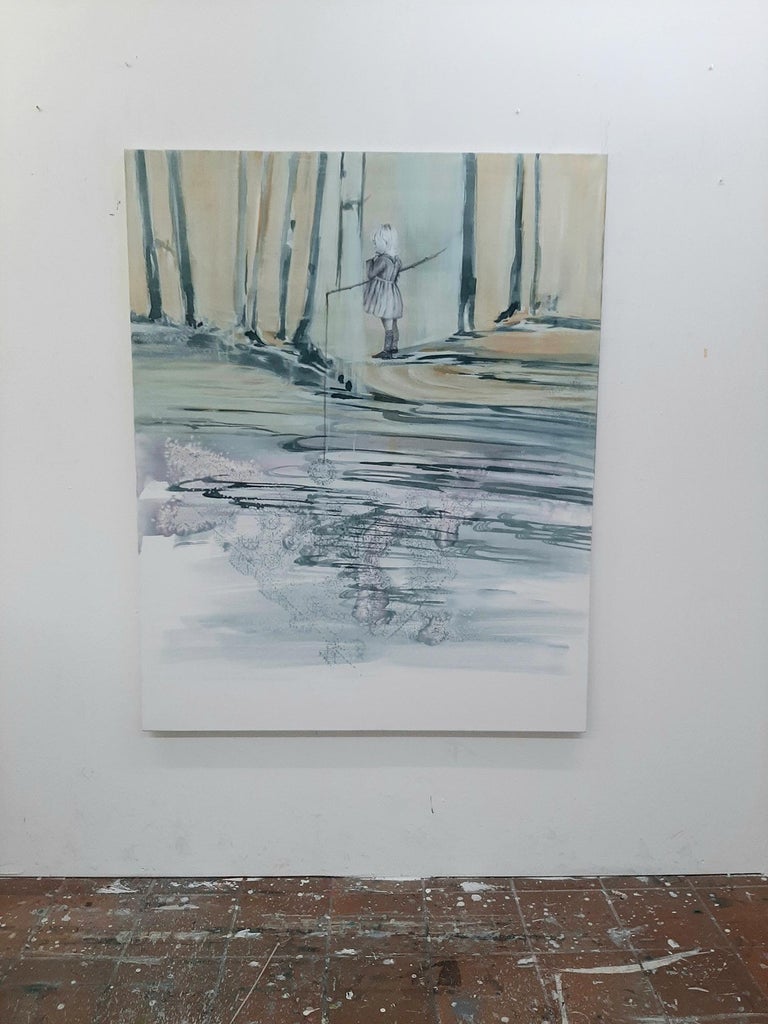Claudia Ebbing - Fragile figurative colored landscape oil and ink ...