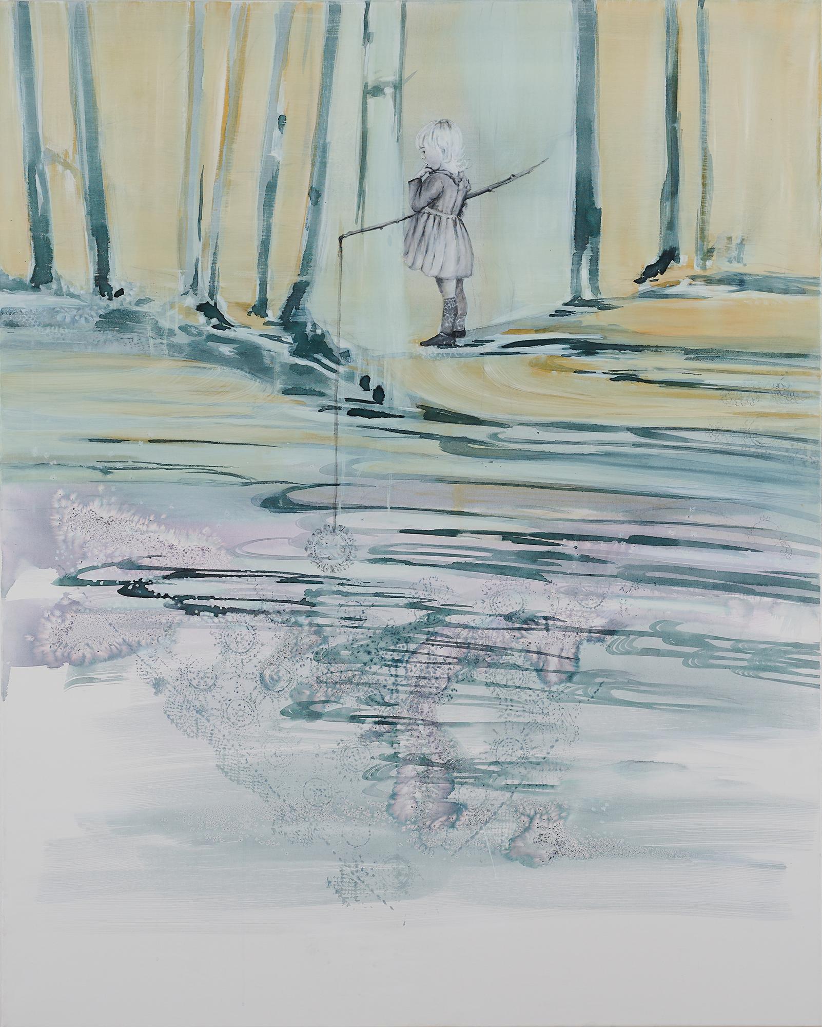 Claudia Ebbing - It's coming figurative colored landscape oil and ink ...