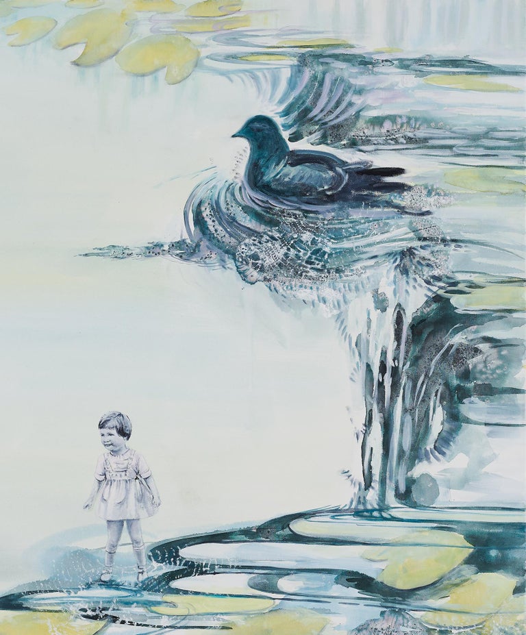 Claudia Ebbing - It's coming figurative colored landscape oil and ink ...