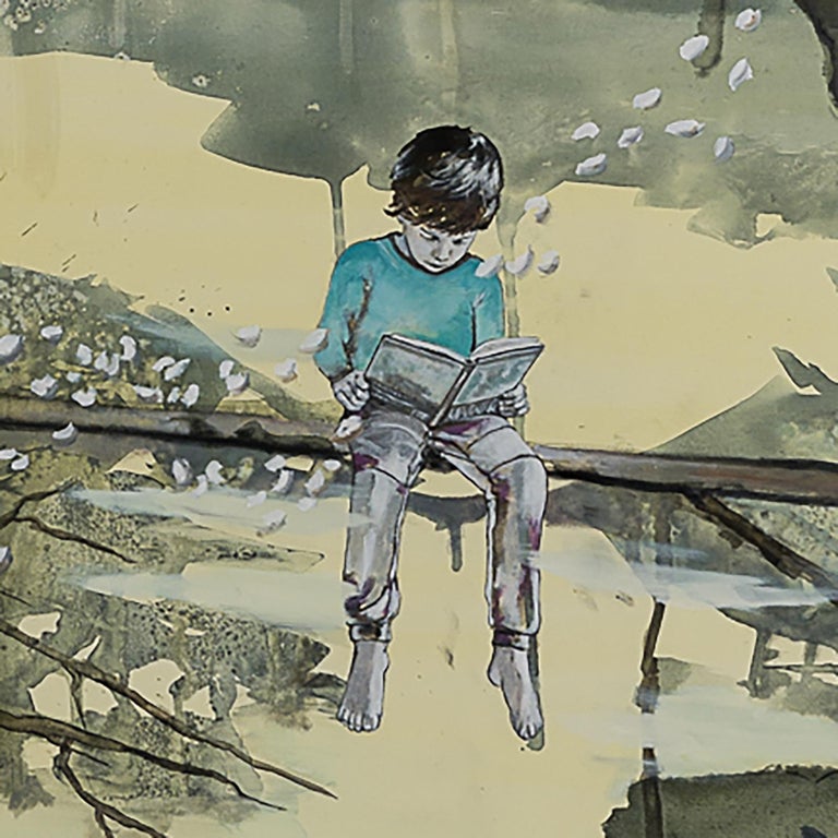 Claudia Ebbing - Where is time figurative landscape colored oil on ...