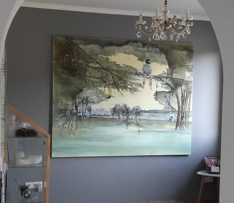 Claudia Ebbing - Where is time figurative landscape colored oil on ...