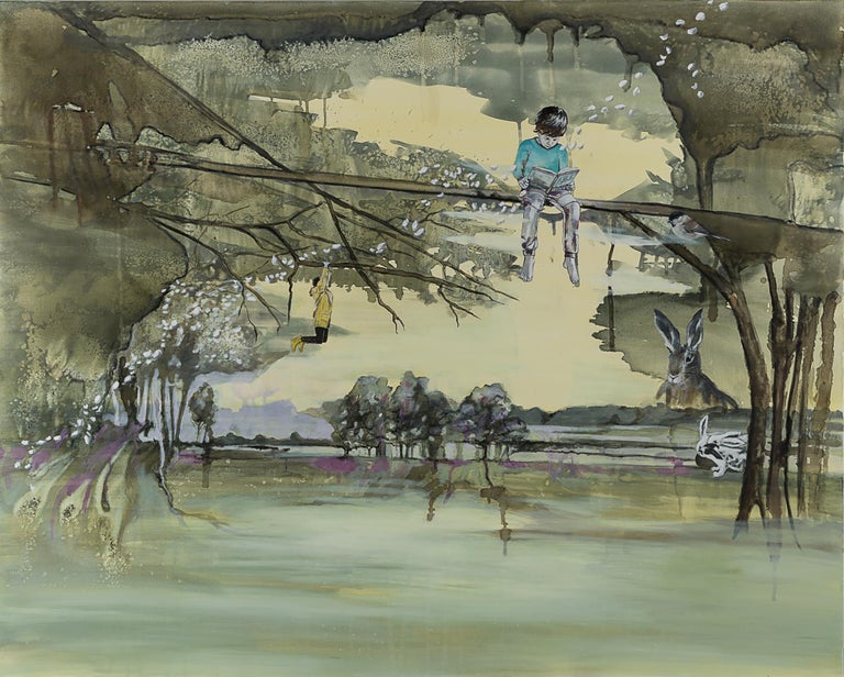 Claudia Ebbing - Where is time figurative landscape colored oil on ...
