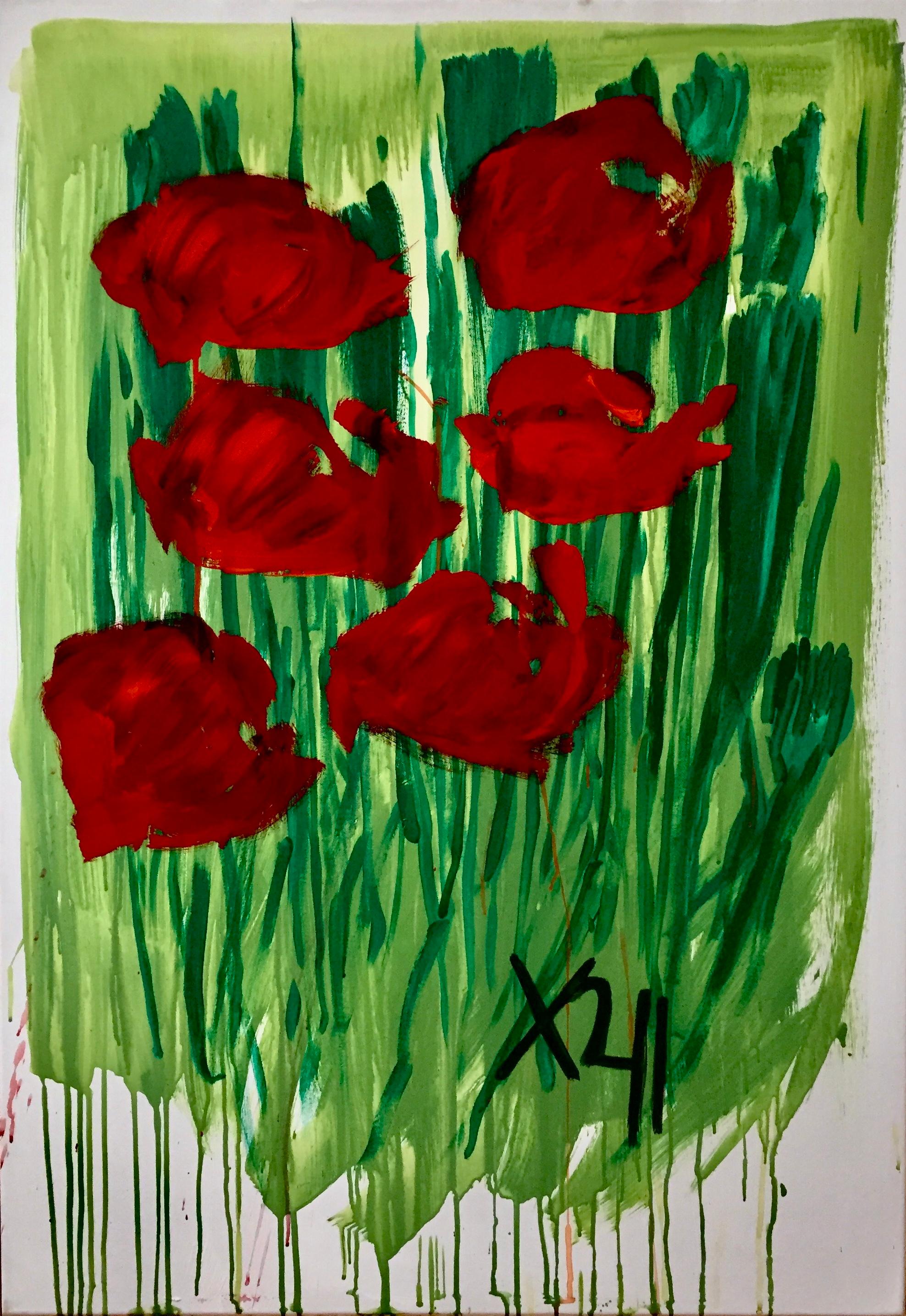 Painting Framed Reverse Glass Painting Naivette style The Four Seasons ...