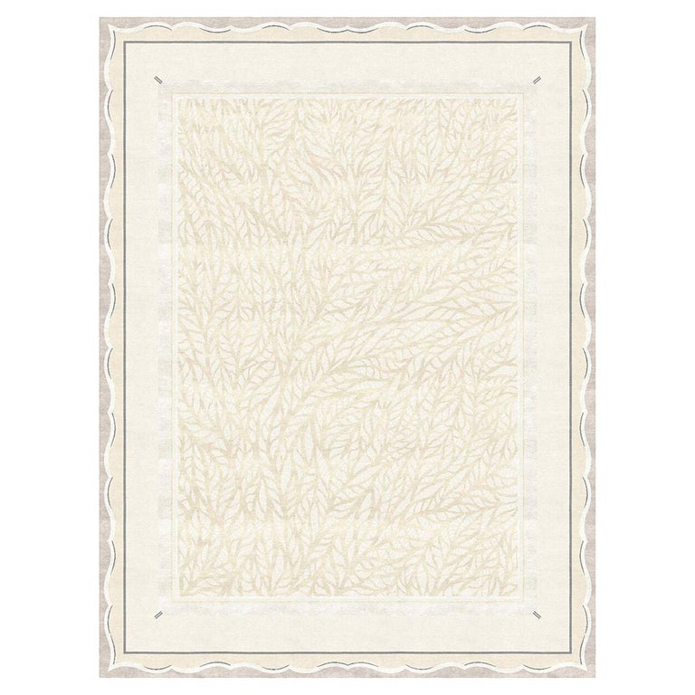White Contemporary Rug with floral pattern for living room - Claudine ...