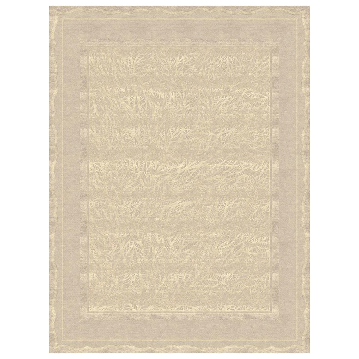 Rosemont - Floral Ornamental Hand Knotted Silk Rug For Sale at 1stDibs