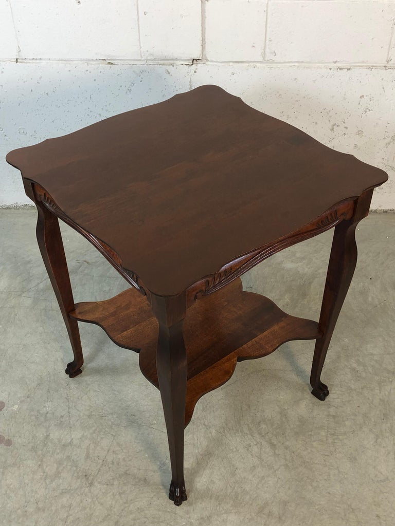 Claw Foot Square Wood Side Table For Sale at 1stDibs | claw foot end ...