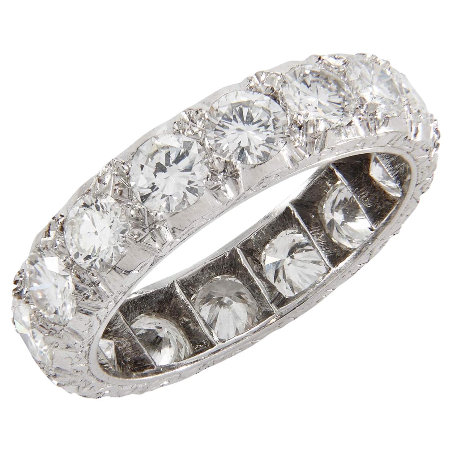 Claw Set Diamond and Platinum Eternity Ring For Sale at 1stDibs