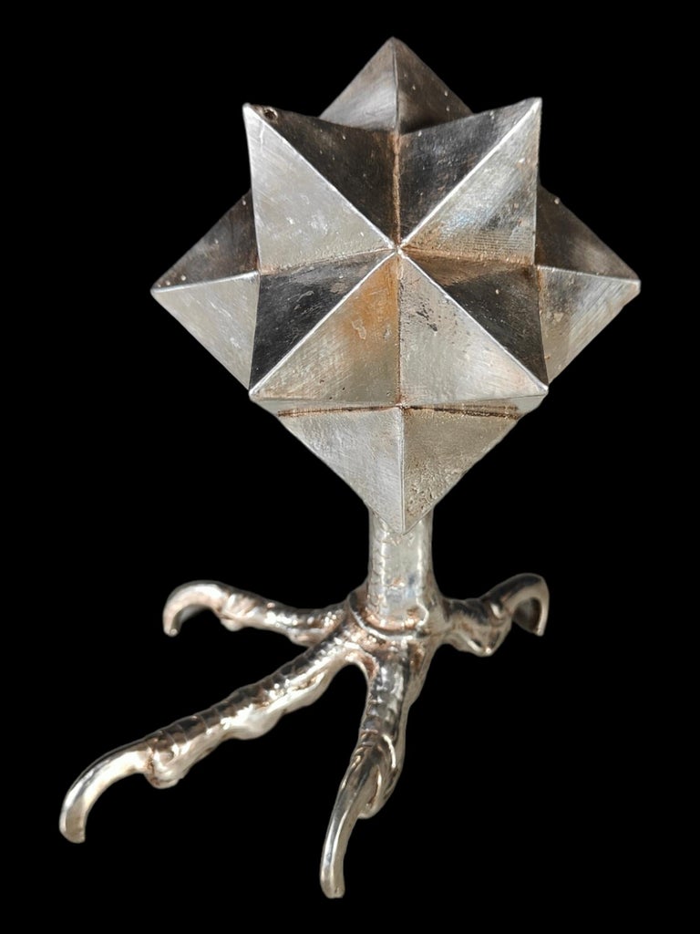 Claw with Polyhedron in Silver Metal For Sale at 1stDibs