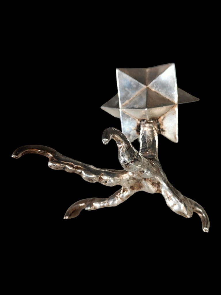 Claw with Polyhedron in Silver Metal For Sale at 1stDibs