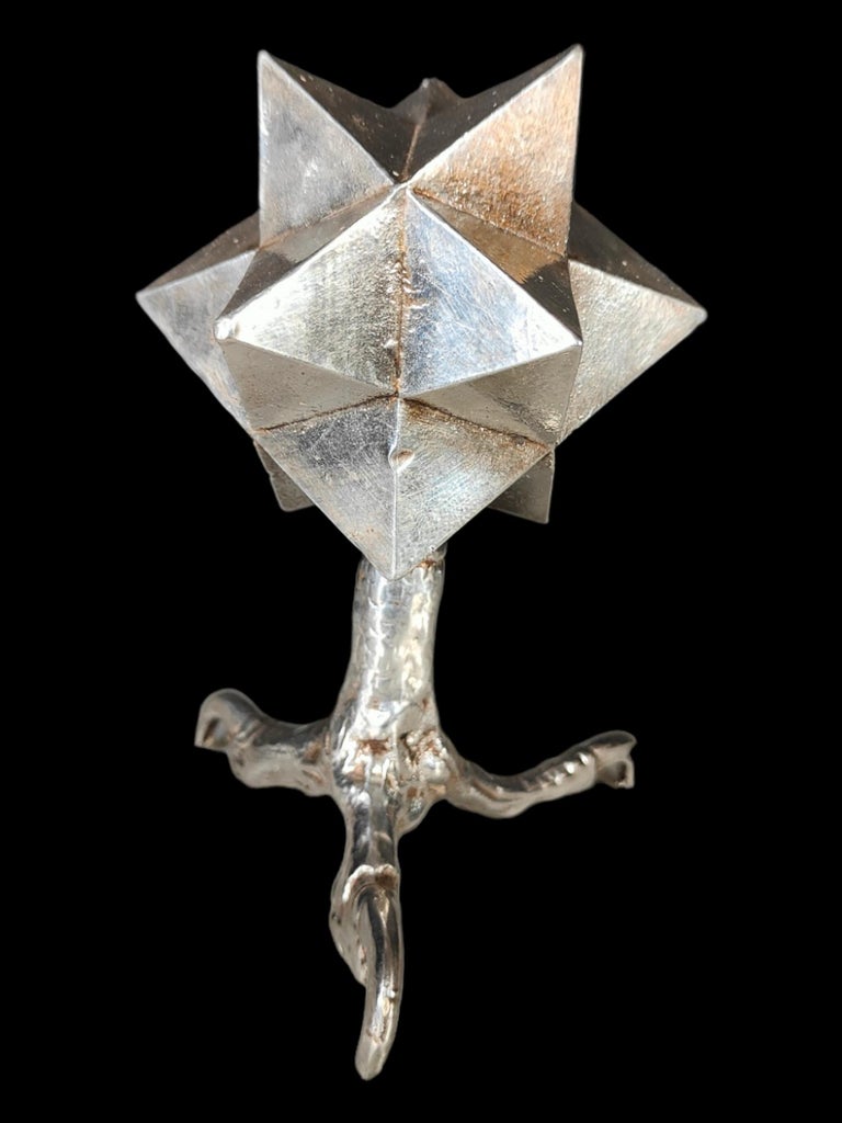 Claw with Polyhedron in Silver Metal For Sale at 1stDibs