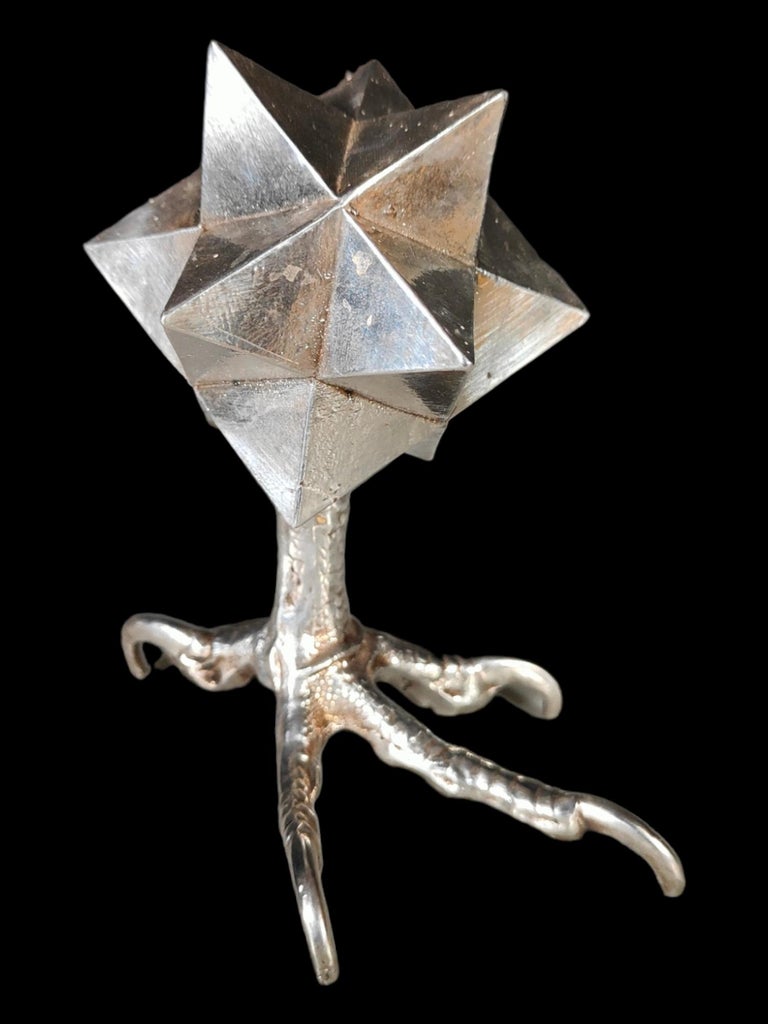 Claw with Polyhedron in Silver Metal For Sale at 1stDibs