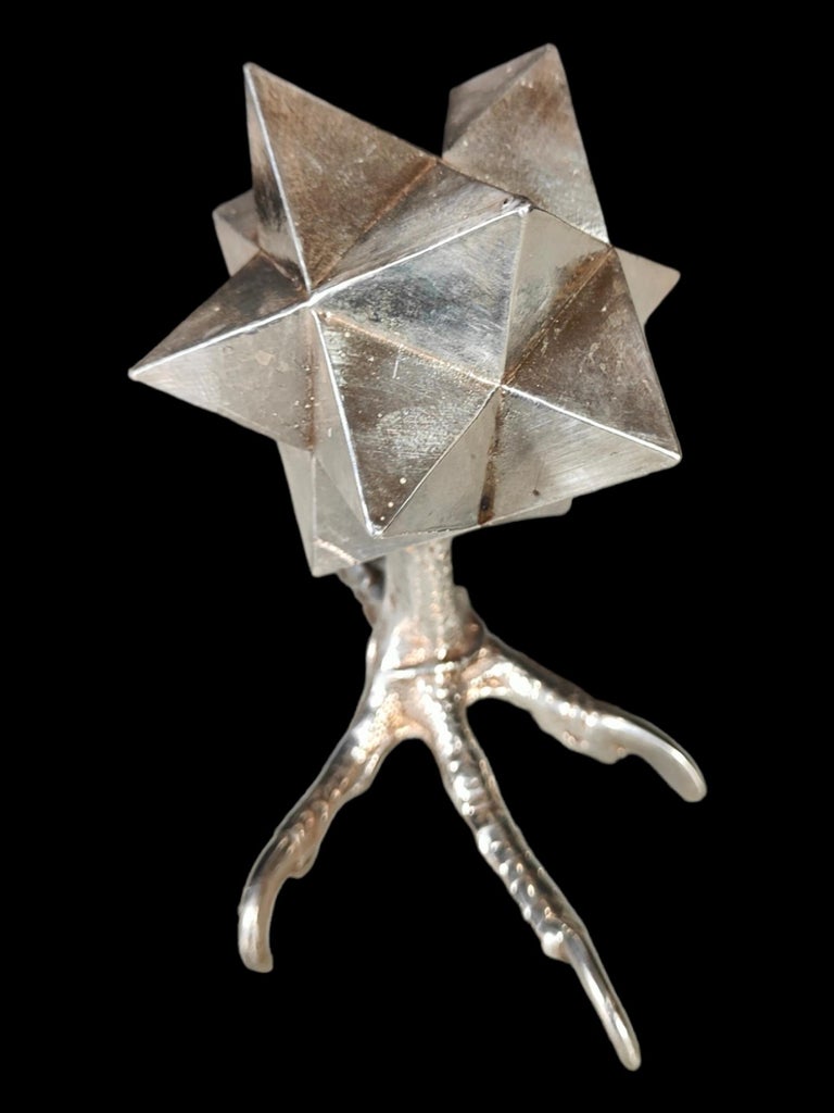Claw with Polyhedron in Silver Metal For Sale at 1stDibs