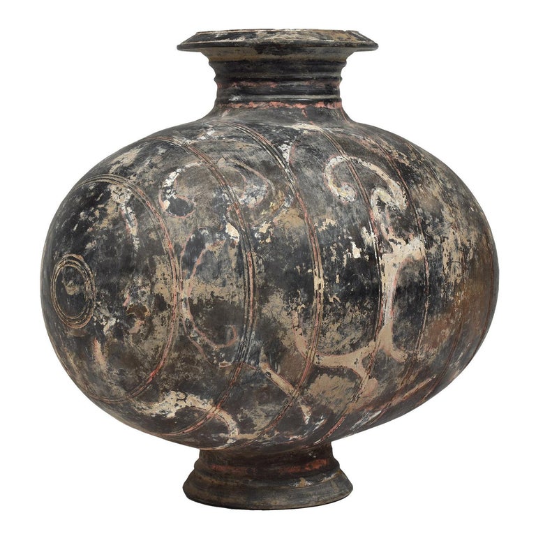 Clay and Polychrome Cocoon Vase, Han Dynasty ‘206-BC-220 AD’, China at ...
