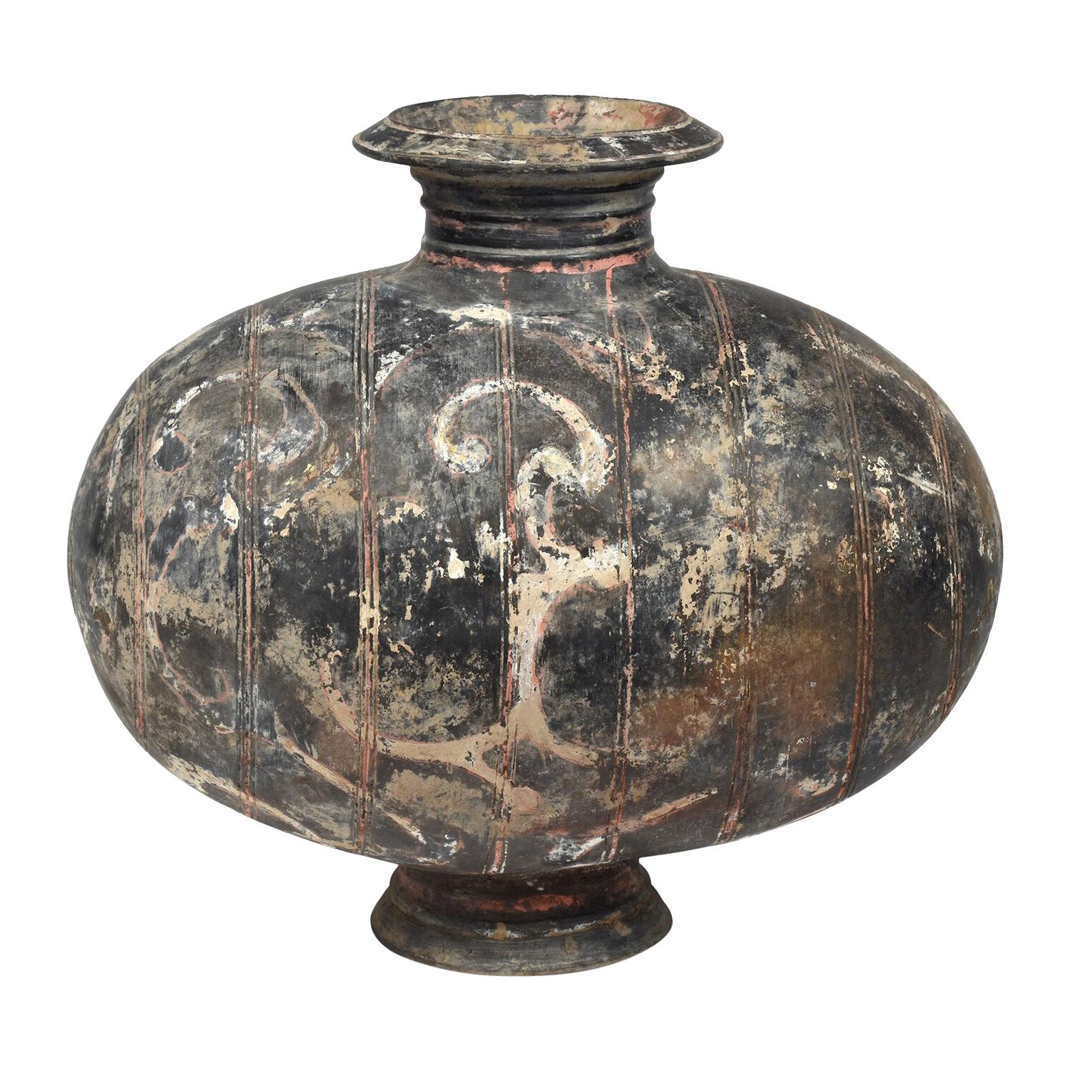 Clay and Polychrome Cocoon Vase, Han Dynasty ‘206-BC-220 AD’, China at ...