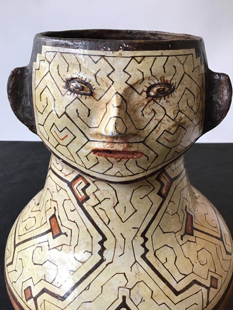 Shipibo Peruvian Clay Face Vase For Sale at 1stDibs | peruvian vase