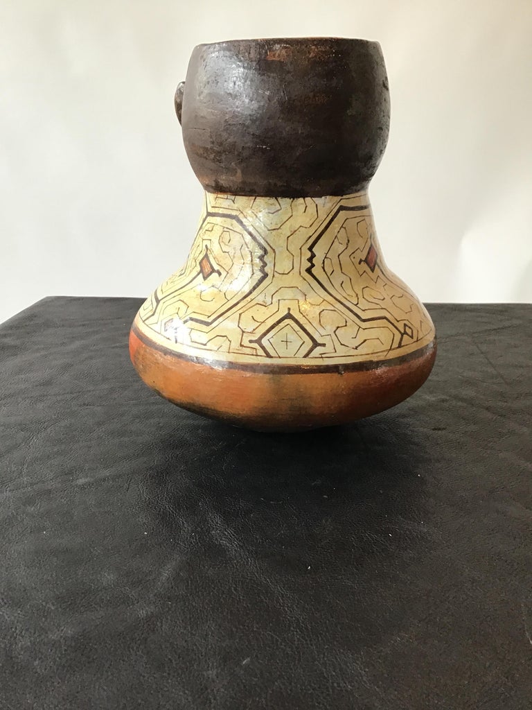 Shipibo Peruvian Clay Face Vase For Sale at 1stDibs | peruvian vase