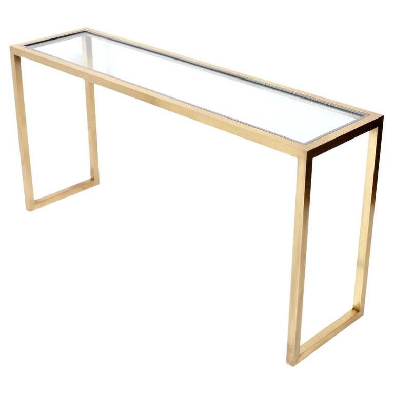 Clean Lined Modern Brass Console Table For Sale at 1stDibs