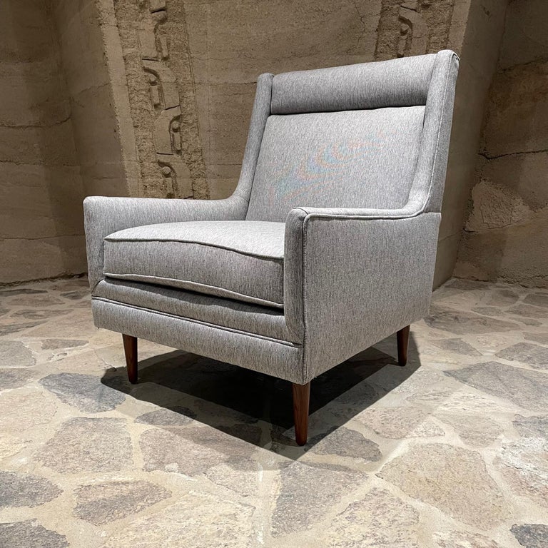 Clean Classic Modern Lounge Chair Peg Legs + New Grey Fabric 1950s Paul ...
