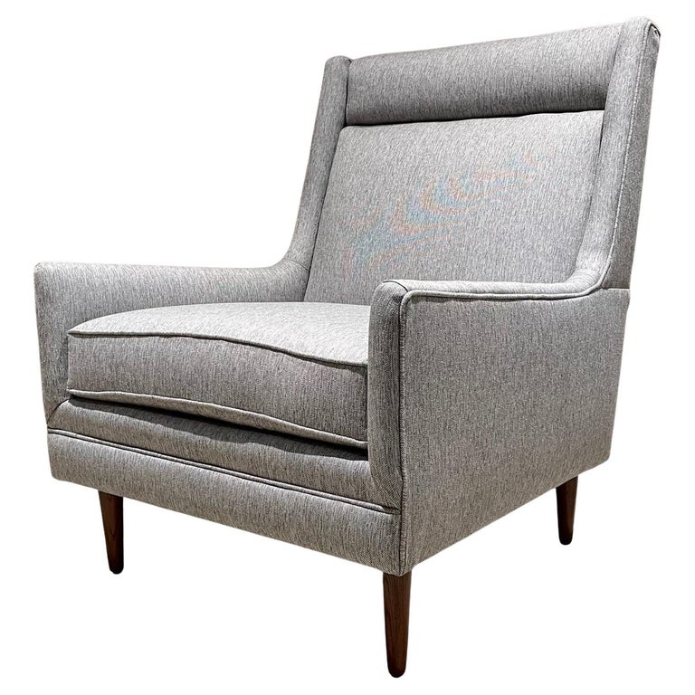 Clean Classic Modern Lounge Chair Peg Legs + New Grey Fabric 1950s Paul ...