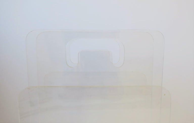 '70s Modern Clear Acrylic Lucite Magazine Holder Stand, 1976 For Sale ...