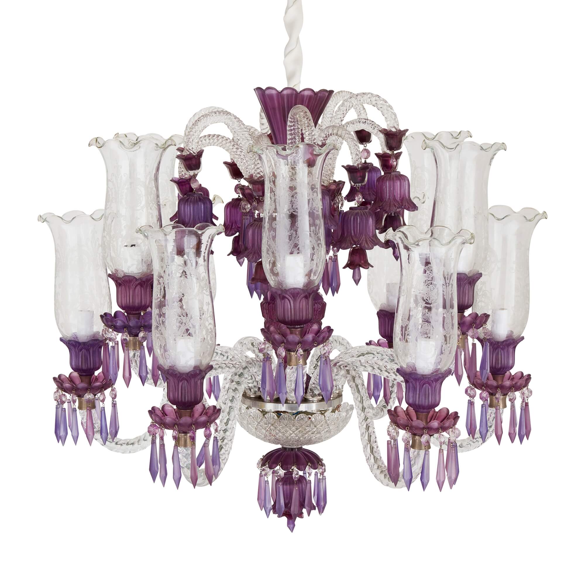 Clear and Purple Cut-Glass Chandelier in the Belle Époque Style For ...