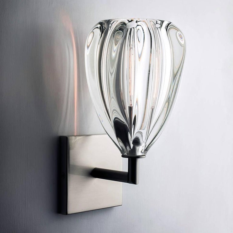 Modern Wall Sconce • Clear Barnacle Sconce • Hand Blown Glass • Made To Order For Sale At 1stdibs