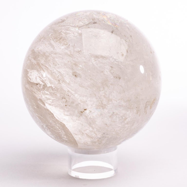 Clear Brazilian Quartz Sphere Mounted on a Acrylic Ring Base For Sale ...