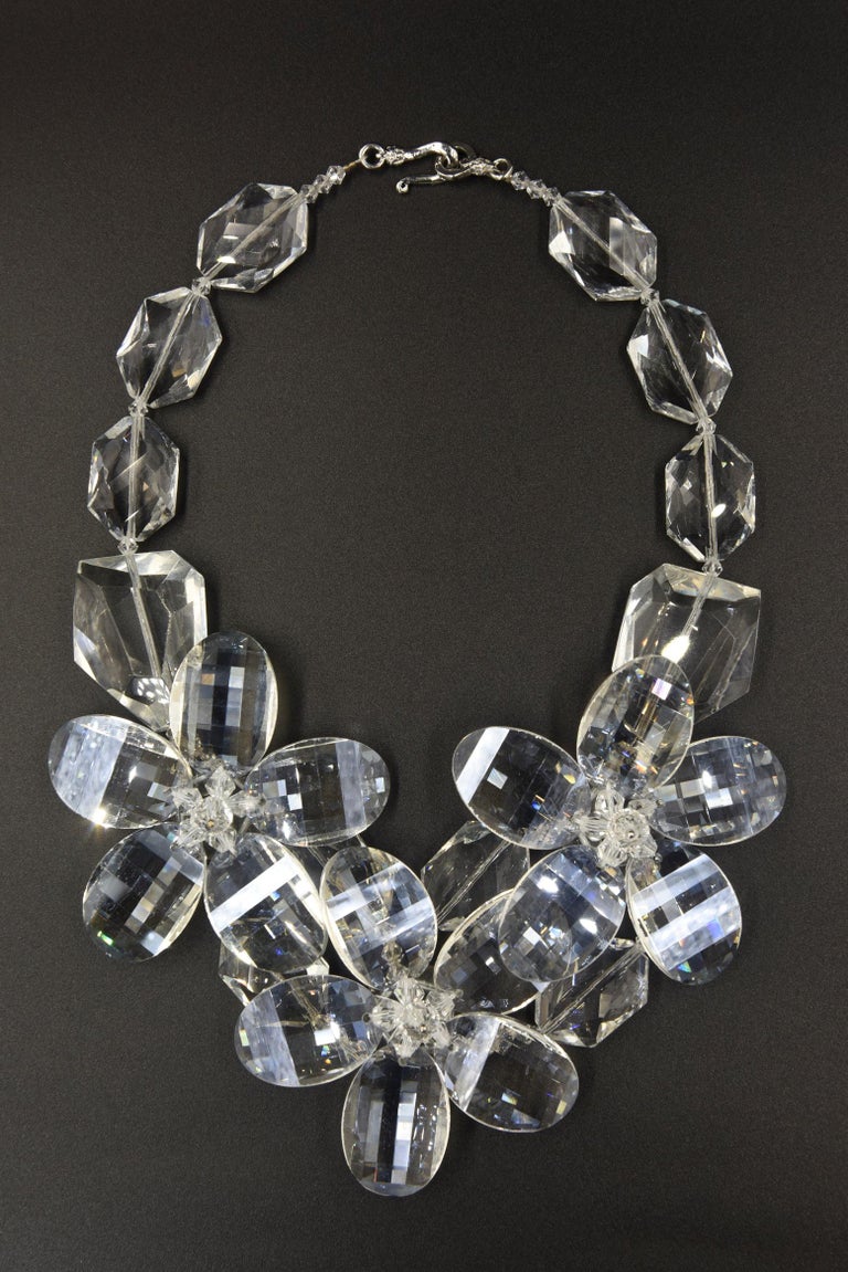 Clear Faceted Lucite Flower Statement Necklace at 1stDibs | lucite ...