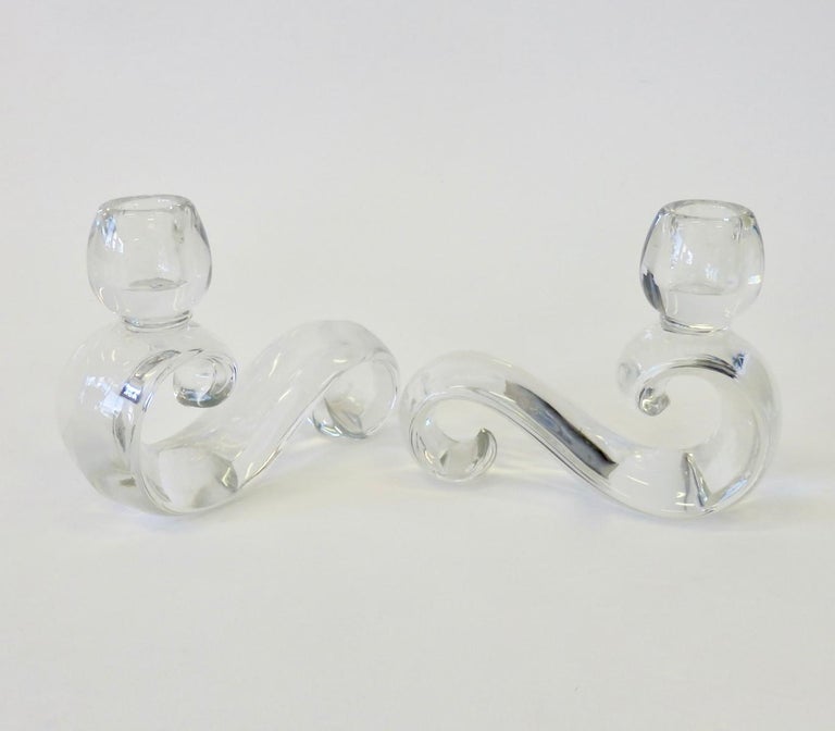 Clear Glass Crystal Candlesticks For Sale at 1stDibs | clear glass ...