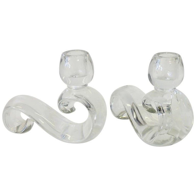 Clear Glass Crystal Candlesticks For Sale at 1stDibs | clear glass ...