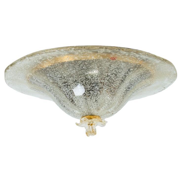 Murano Rugiada 25.6" Flush Mount Glass and Brass Chandelier, Barovier ...