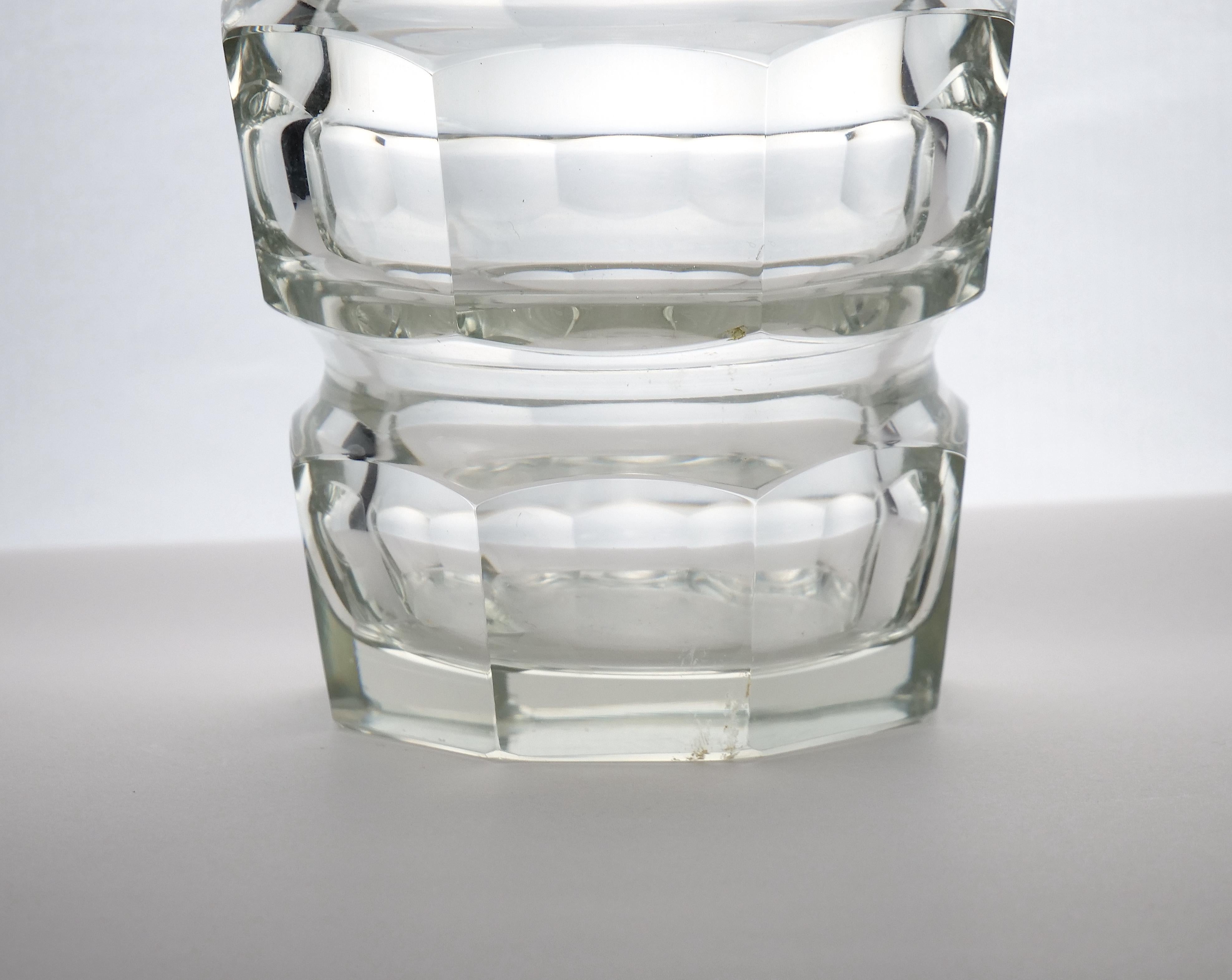 Clear Handcut Crystal Vase Attributed to Moser For Sale at 1stDibs