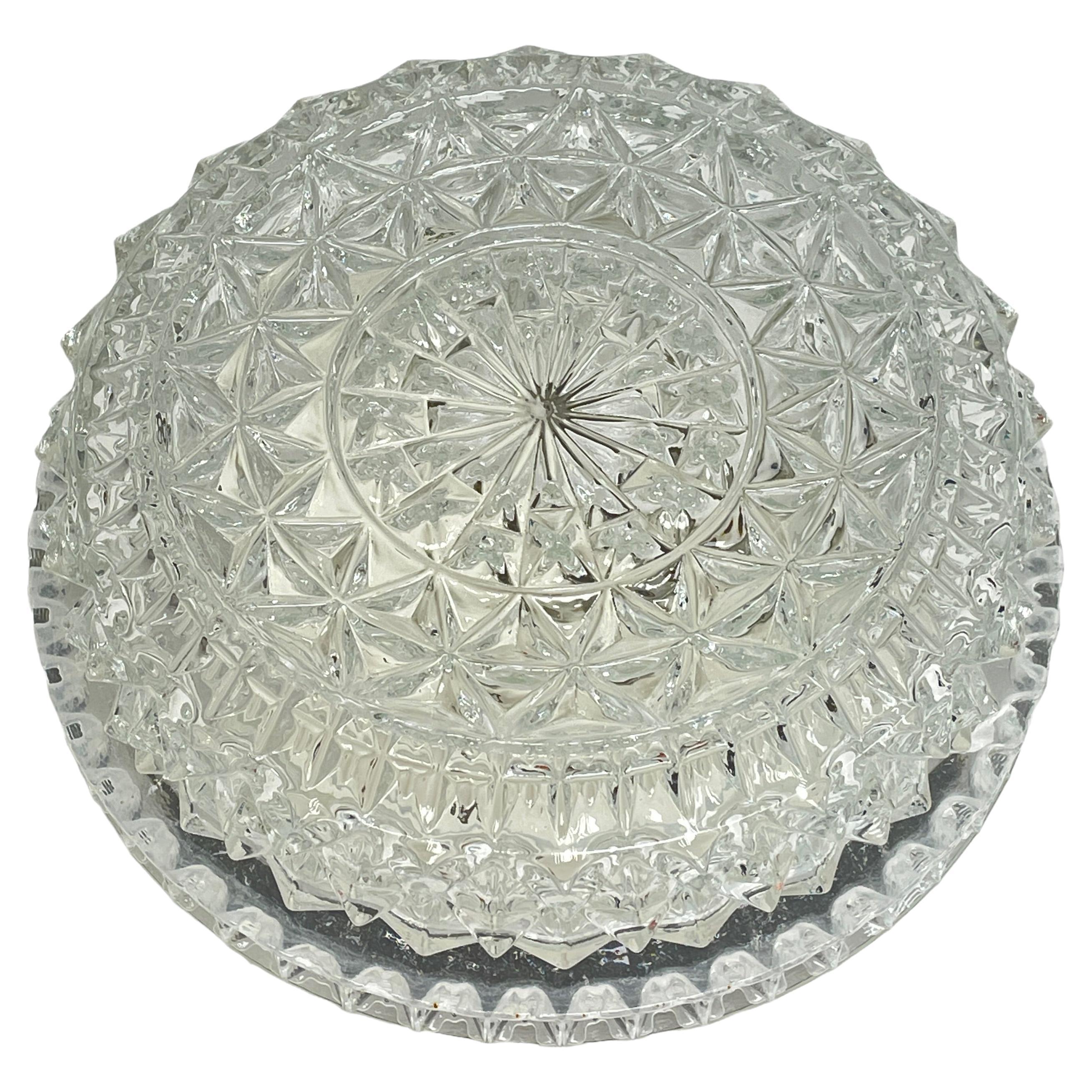 Pair of Ice Pattern Clear Glass Flush Mount Ceiling Lights by Honsel ...