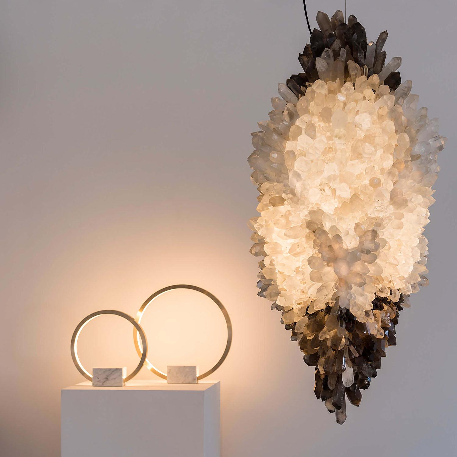 Clear and Smoky Quartz Crystal Light Sculpture, Goliath by Christopher ...