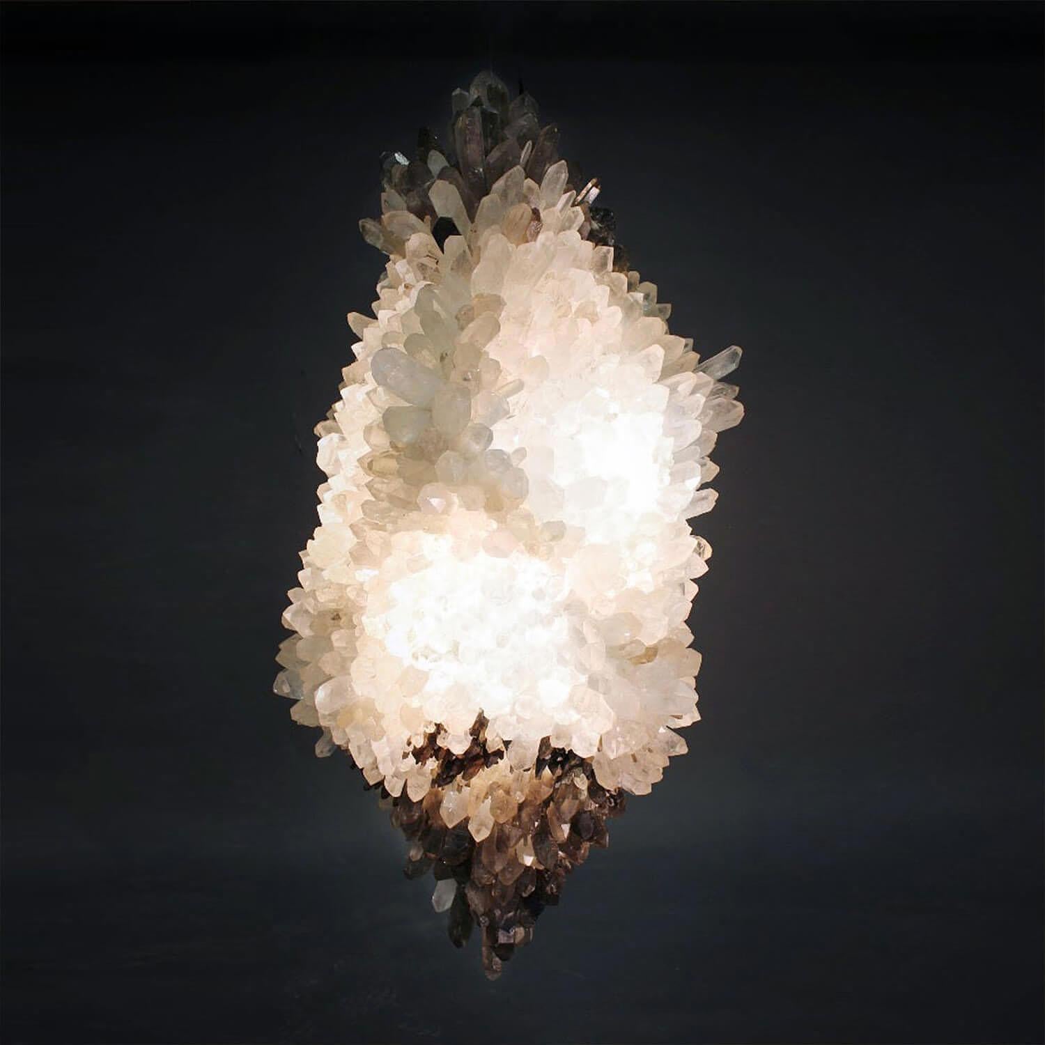 Clear and Smoky Quartz Crystal Light Sculpture, Goliath by Christopher ...