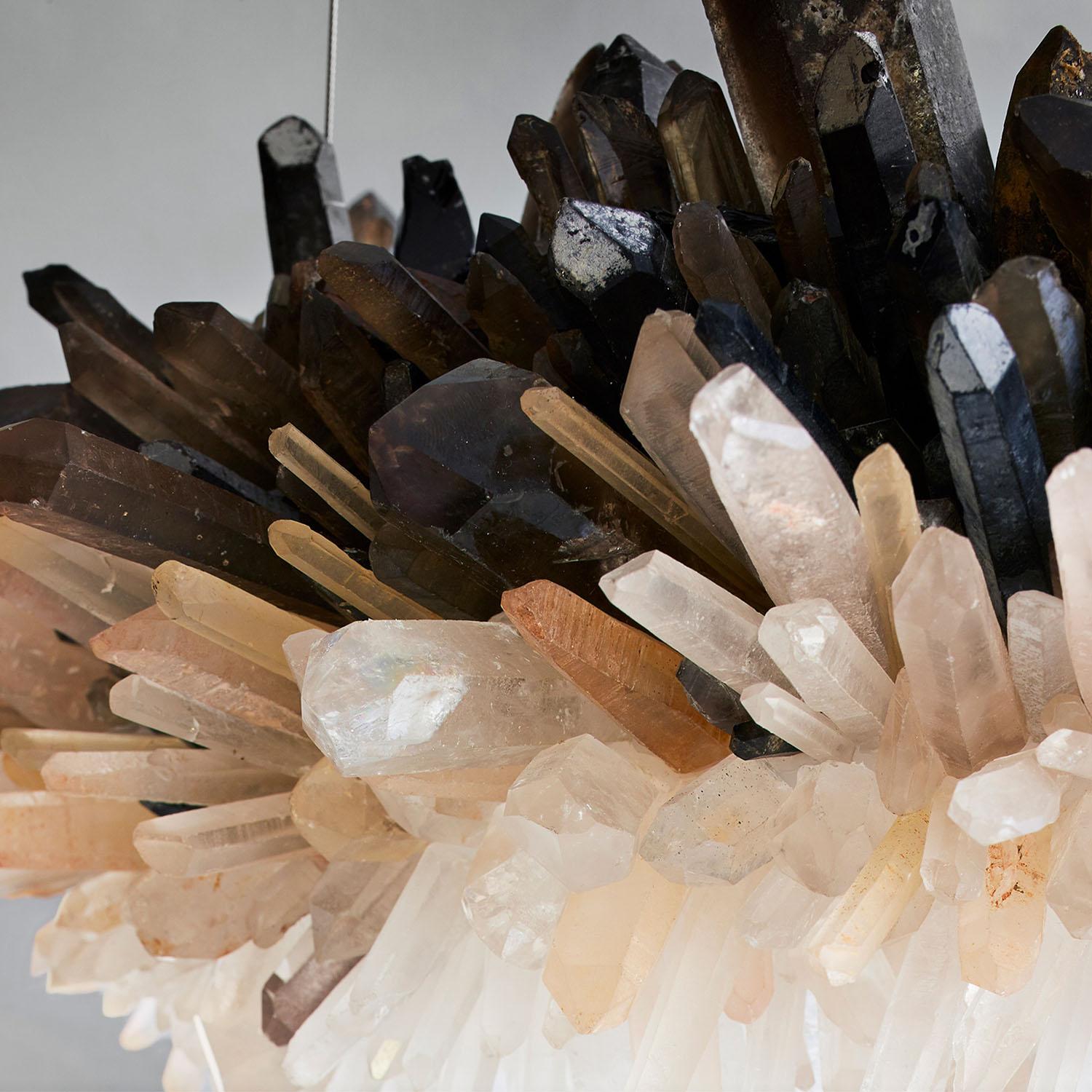 Clear and Smoky Quartz Crystal Light Sculpture, Goliath by Christopher ...