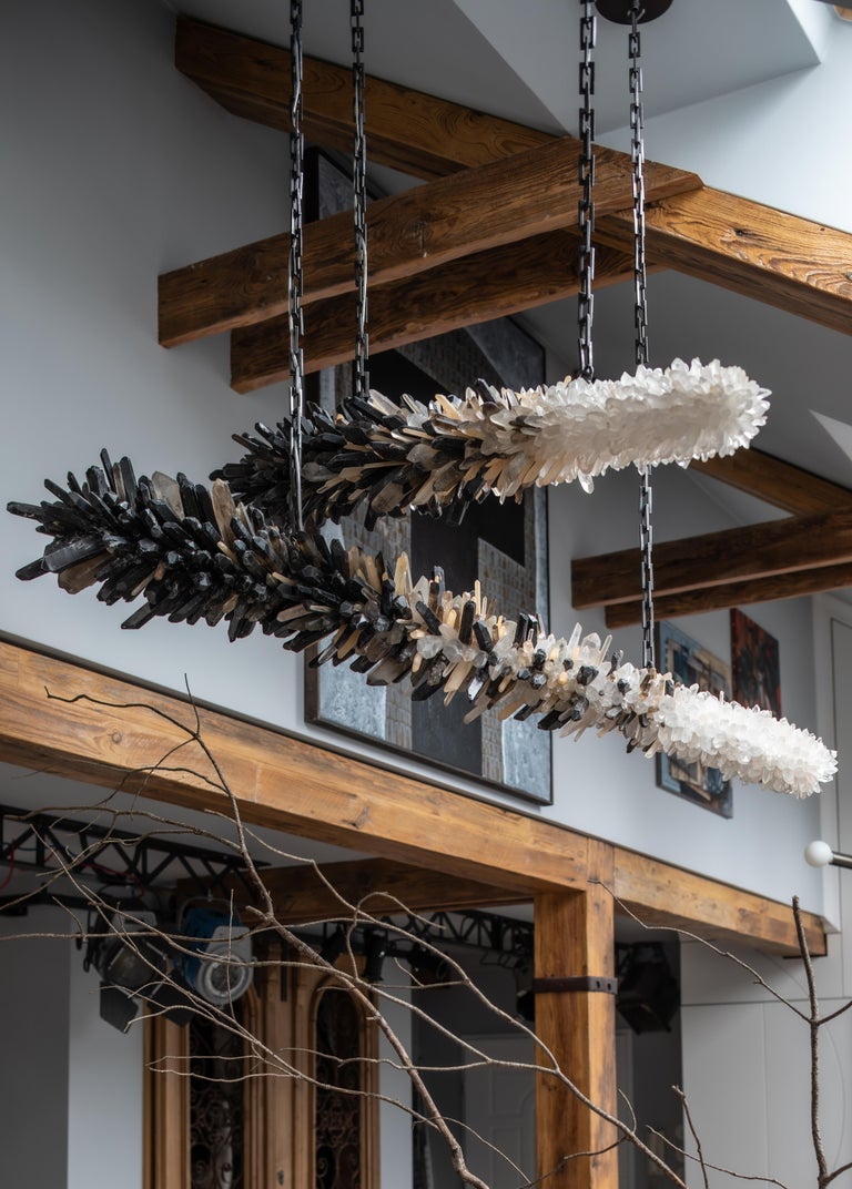 Clear and Smoky Quartz Crystal Light Sculpture, Meteor by Christopher ...
