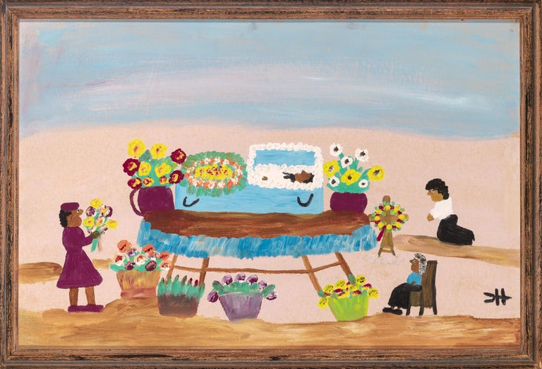 Clementine Hunter - The Wake (fine provenance! Framed Clementine Hunter ...