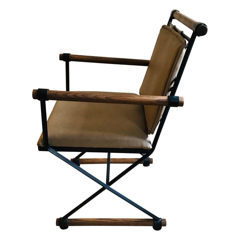 Midcentury Iron and Fumed Oak Directors Chair by Inca, Cleo Baldon ...
