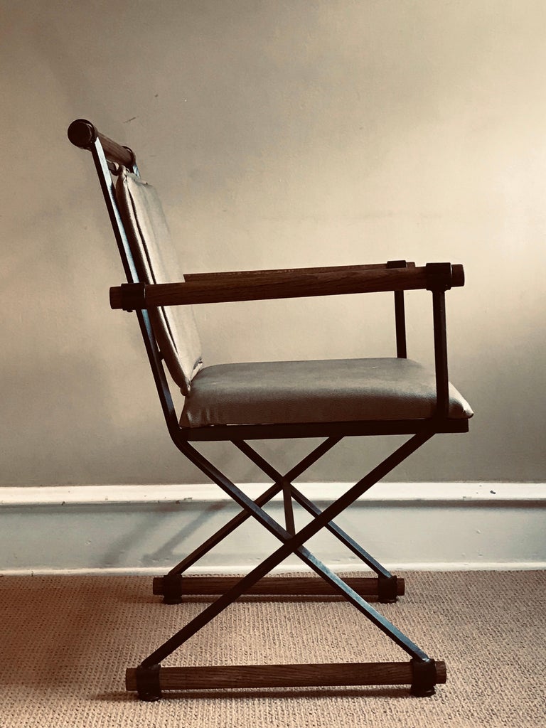 Midcentury Iron and Fumed Oak Directors Chair by Inca, Cleo Baldon ...