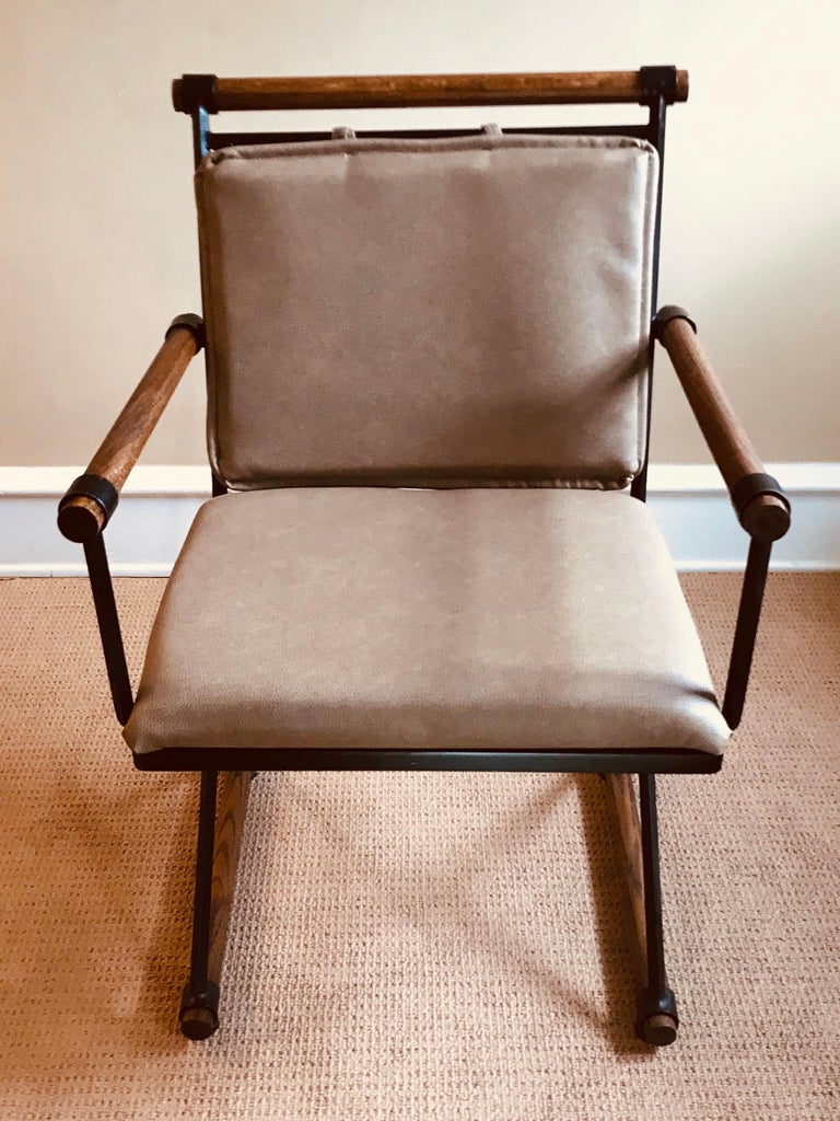 Midcentury Iron and Fumed Oak Directors Chair by Inca, Cleo Baldon ...