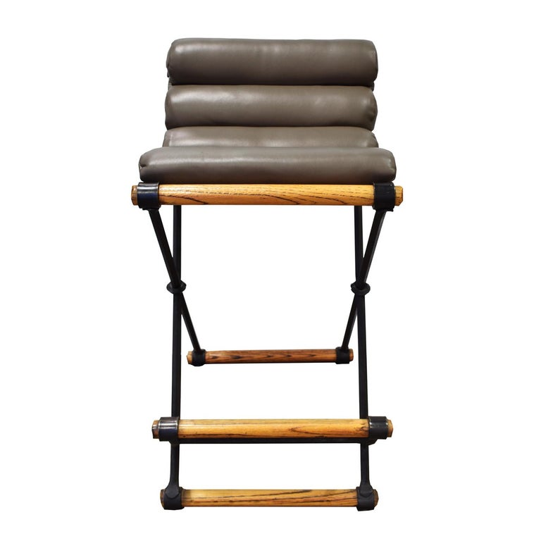 Cleo Baldon Set of 3 Campaign Style Barstools, 1960s at 1stDibs